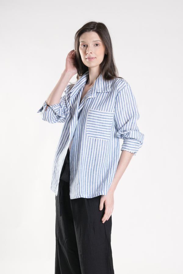MALLORY One Button Top (BLUE) - HEMLOCK CLOTHING