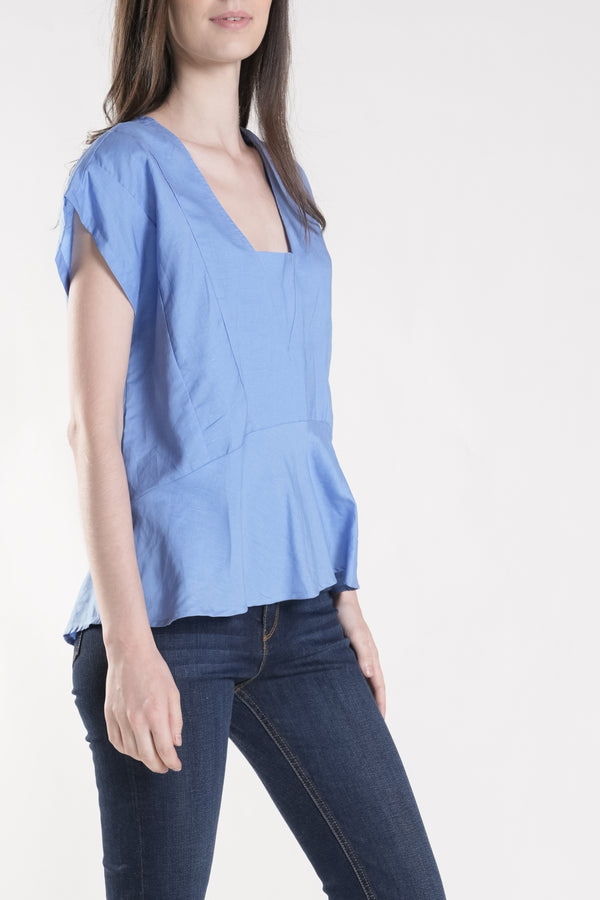 IRIS Flared Hem Top (Blue) - HEMLOCK CLOTHING