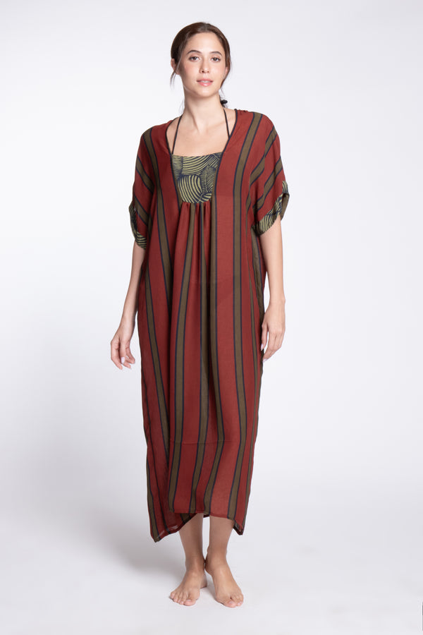 NUI Kaftan with Combi (Striped Rust) - HEMLOCK CLOTHING